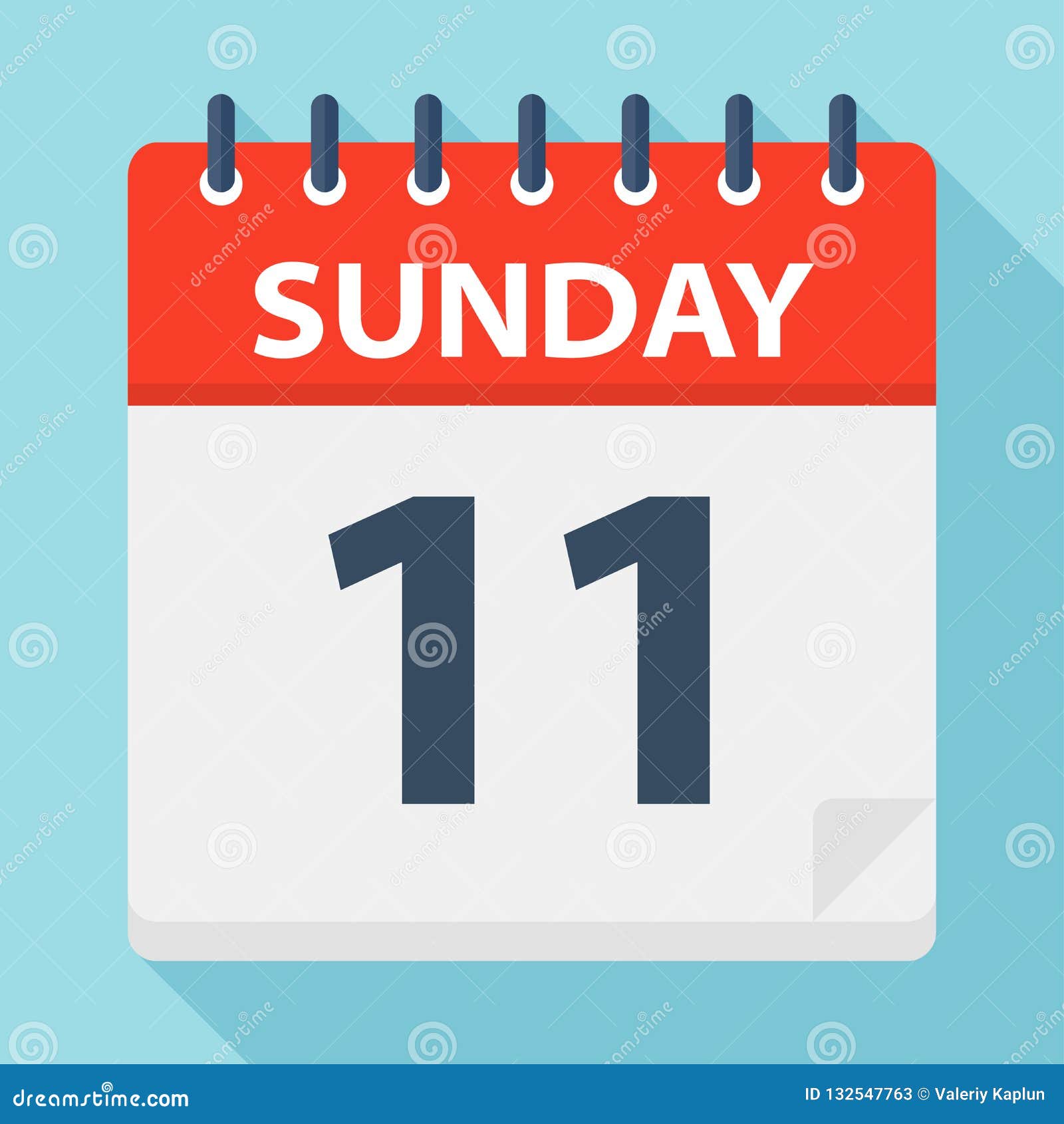 Sunday 11 - Calendar Icon. Vector Illustration of Week Day Paper Leaf ...