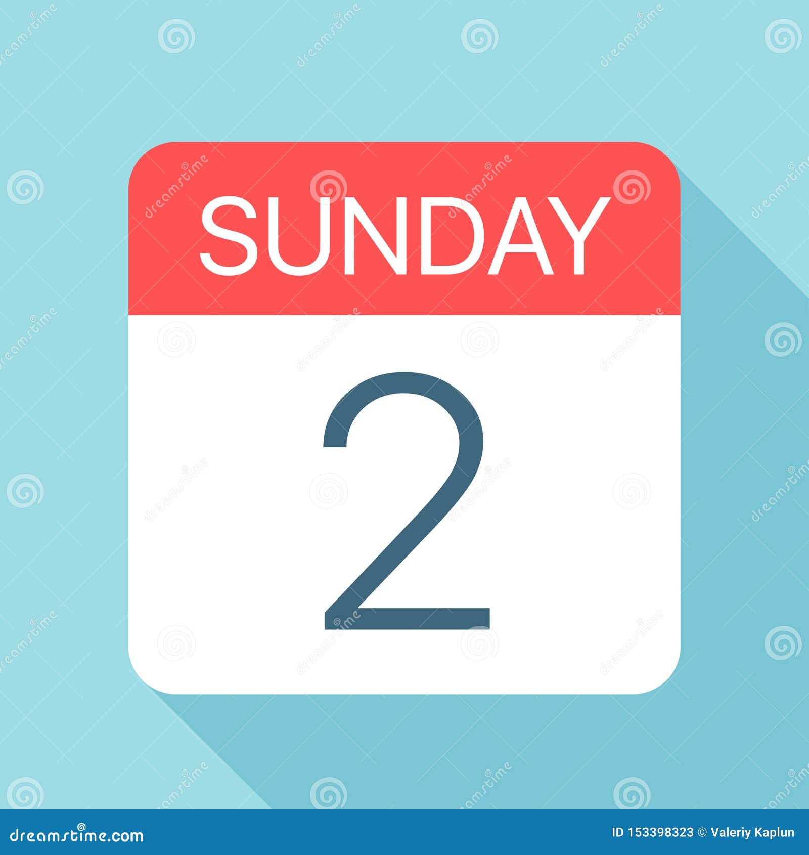 Sunday 2 - Calendar Icon. Vector Illustration of Week Day Paper Leaf ...