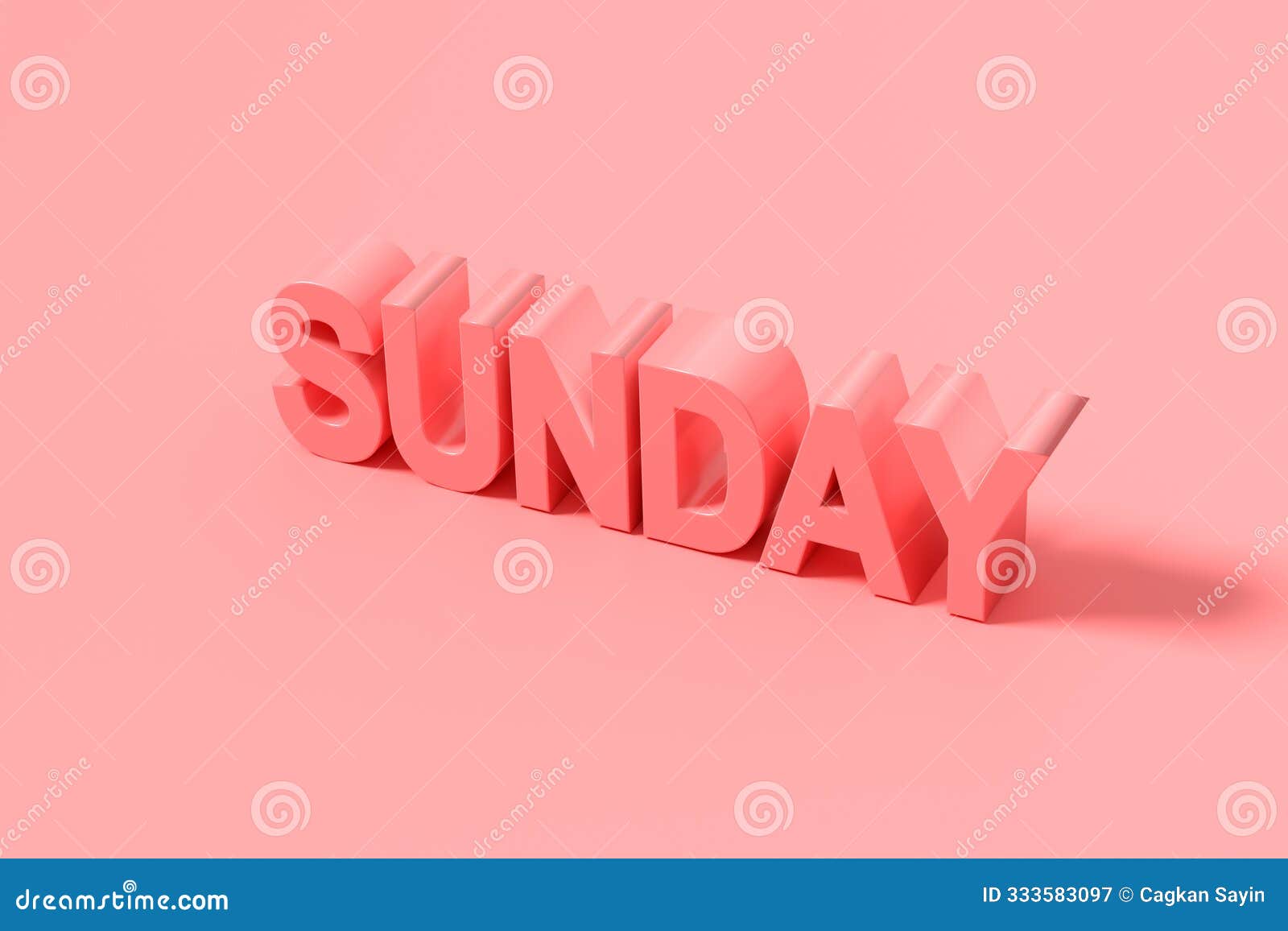 Sunday 3d Lettering Casting a Shadow on Pink Background Stock ...