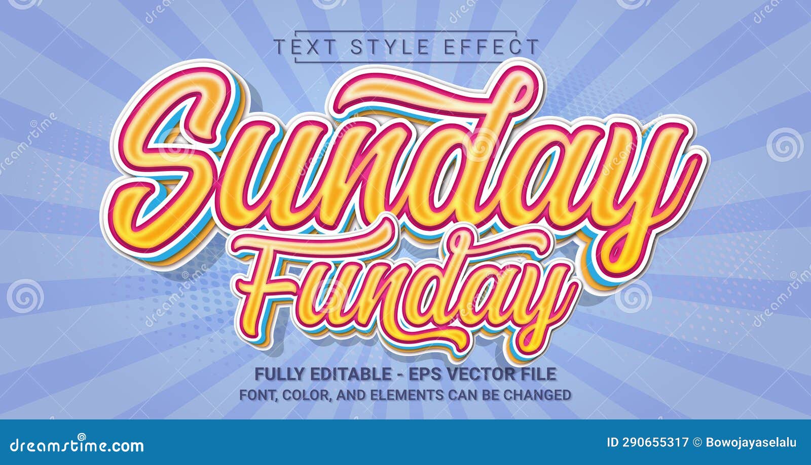 Sunday Funday Text Style Effect. Editable Graphic Text Template Stock ...