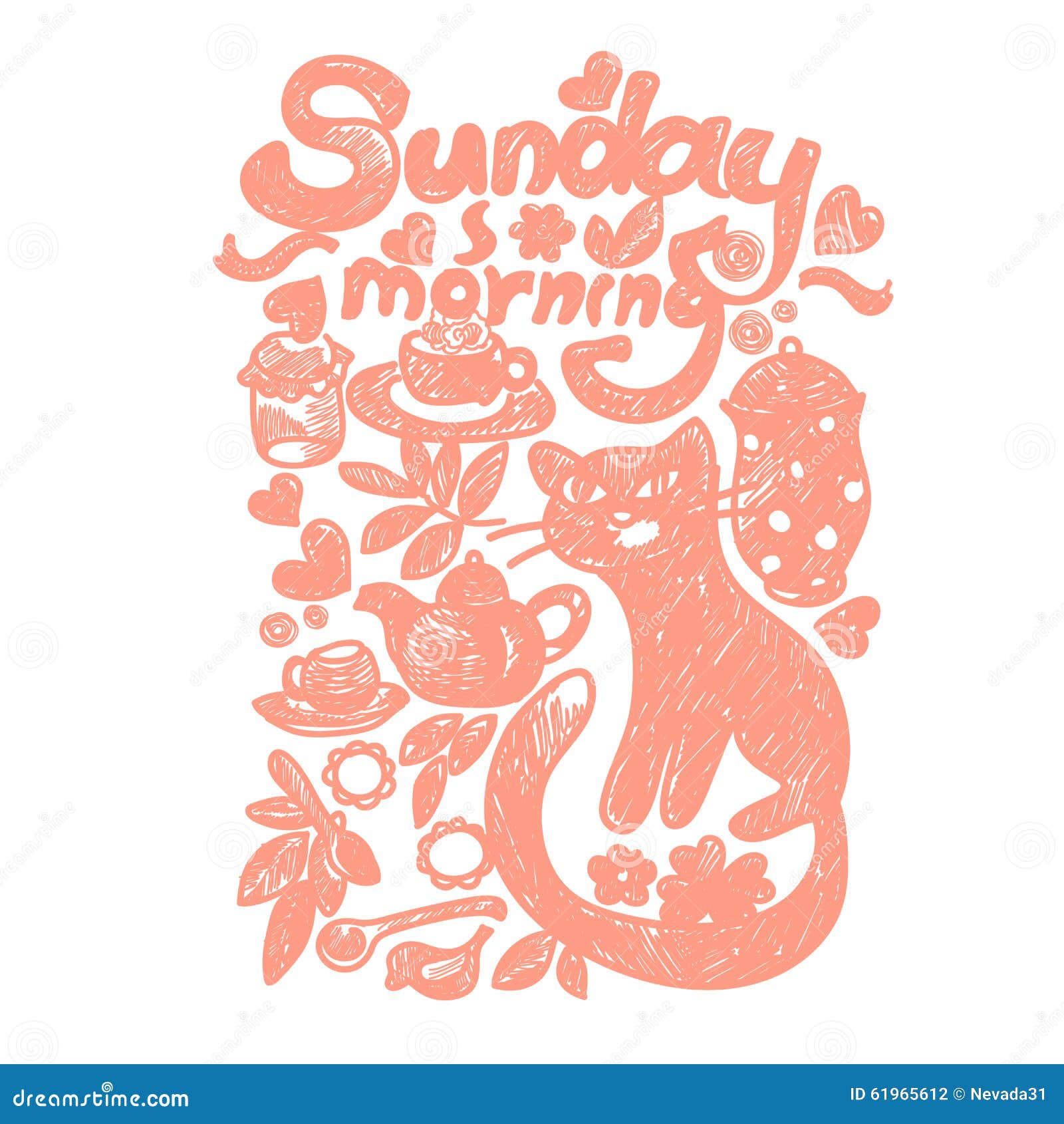 Sunday morning doodles stock illustration. Illustration of kettle ...