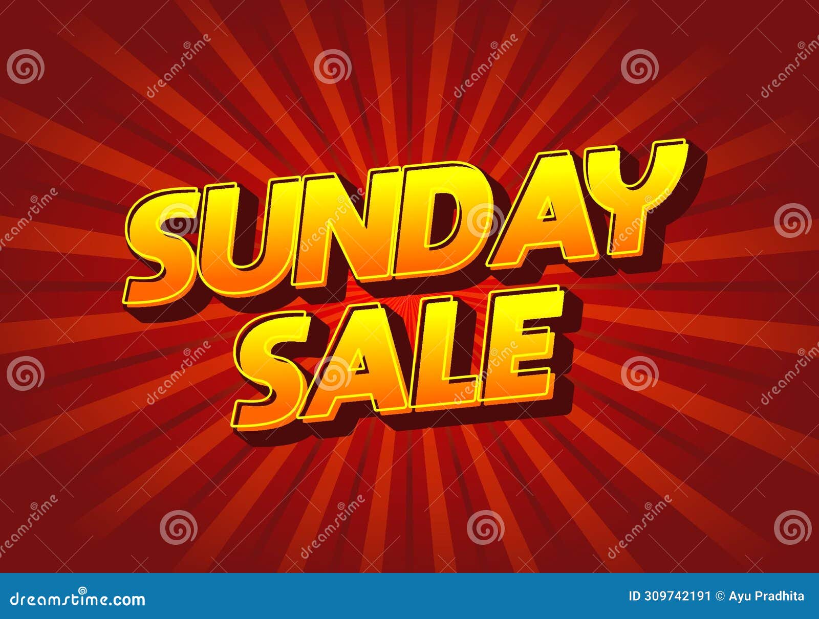Sunday Sale. Text Effect in 3D Style and Eye Catching Colors Stock ...