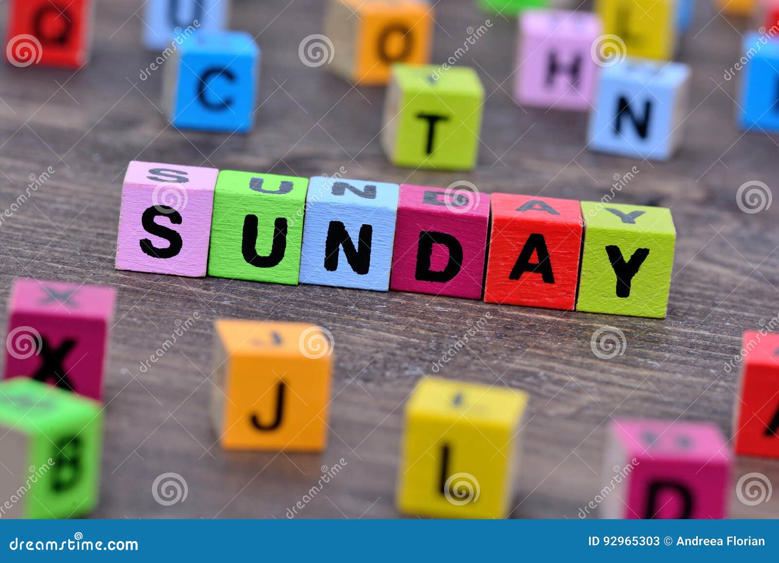 Sunday word on table stock image. Image of preschool - 92965303