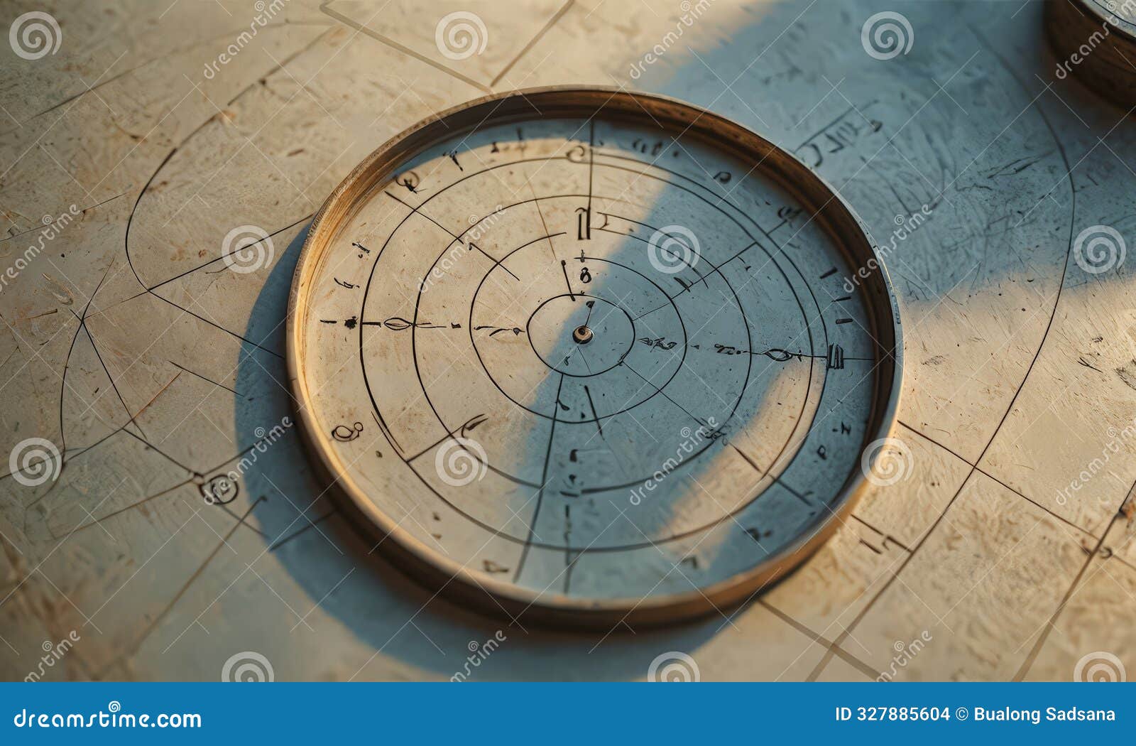 Sundial with Circular Dial and Numbered Hour Markers is Centered on ...