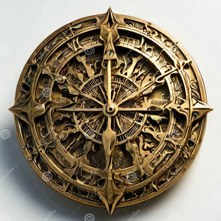 Sundial Clock a Decorative Sundial Clock with a Brass Construct Stock ...