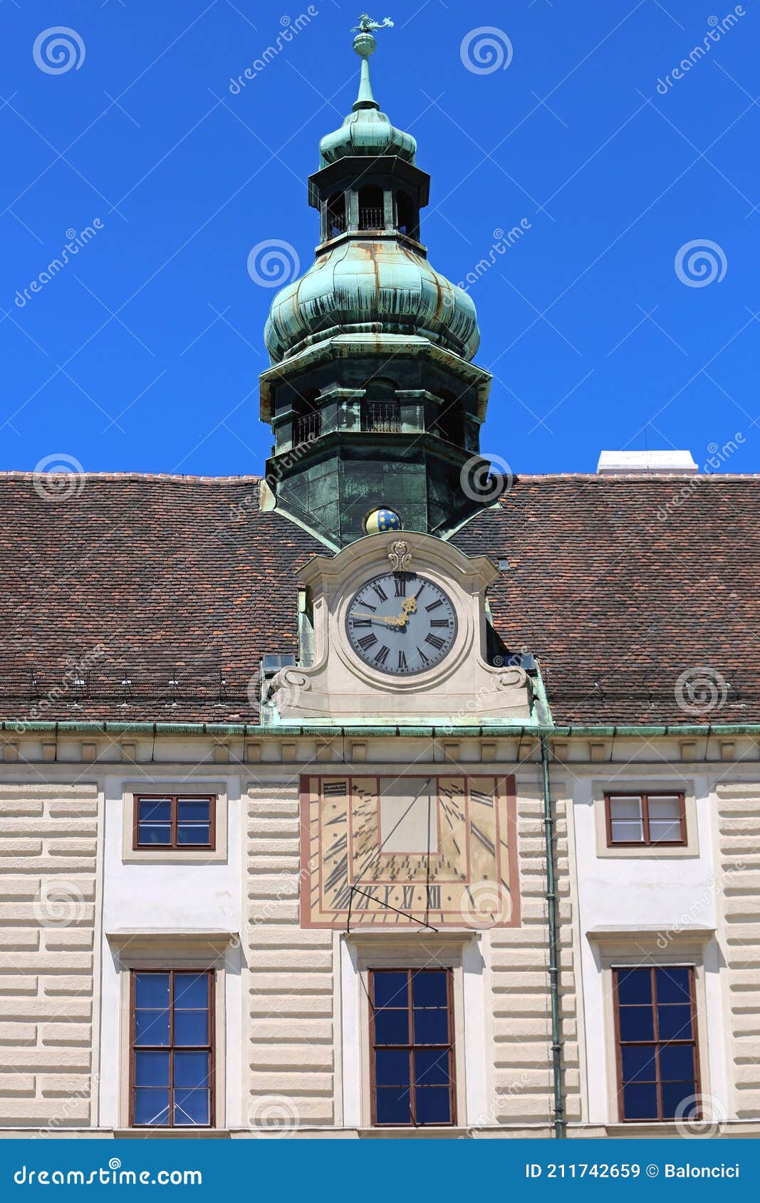 Sundial Clock Vienna stock image. Image of architecture - 211742659