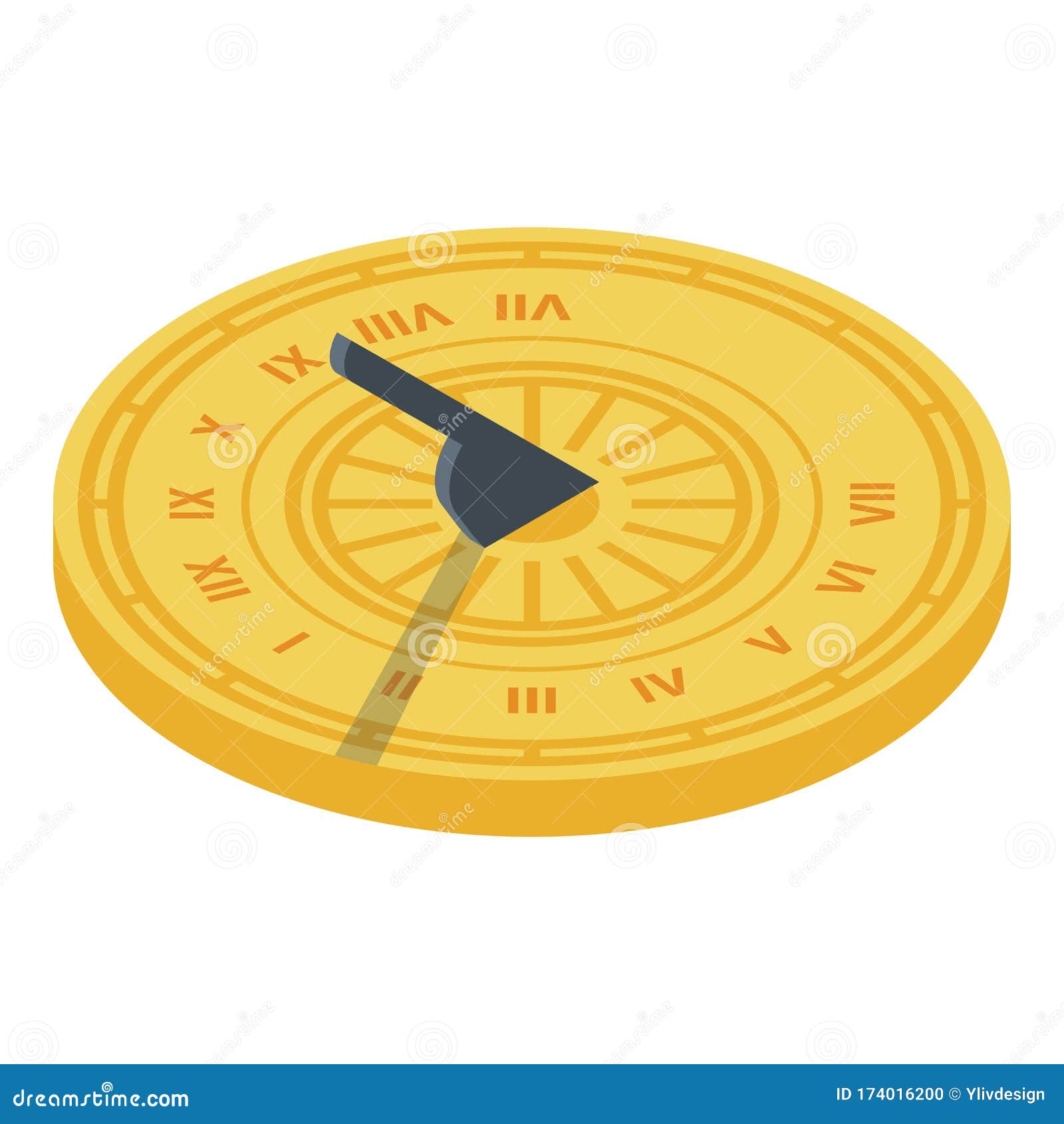 Sundial, Isometric Perspective, Vintage Engraving Cartoon Vector ...