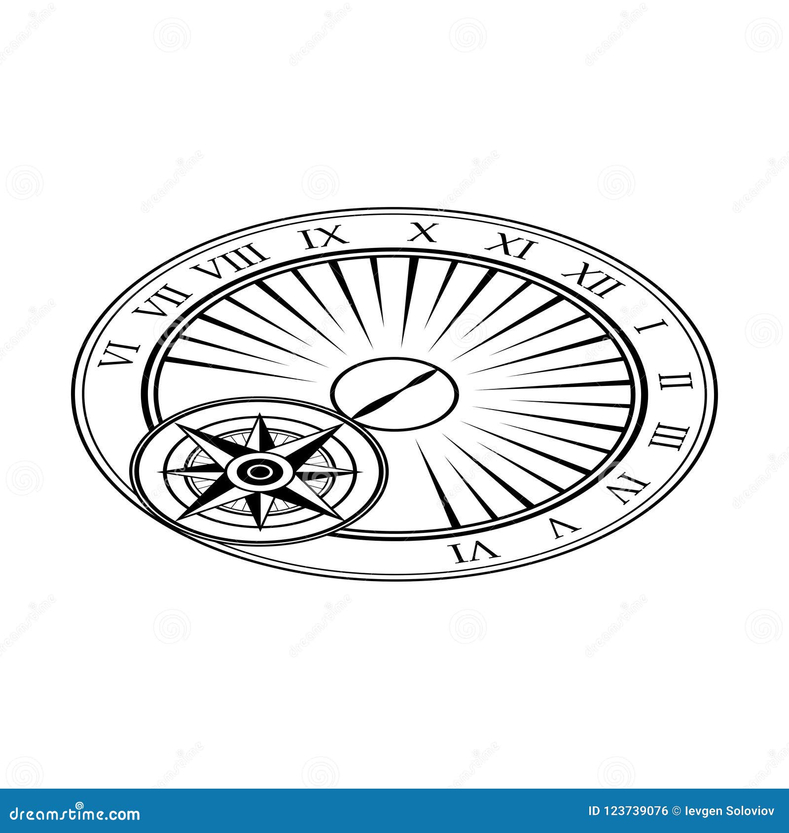 Sundial perspective object stock vector. Illustration of clock - 123739076