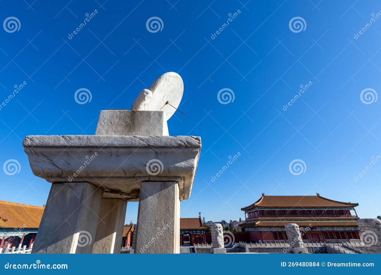Sundial and Palace Building in Forbidden City Stock Photo - Image of ...