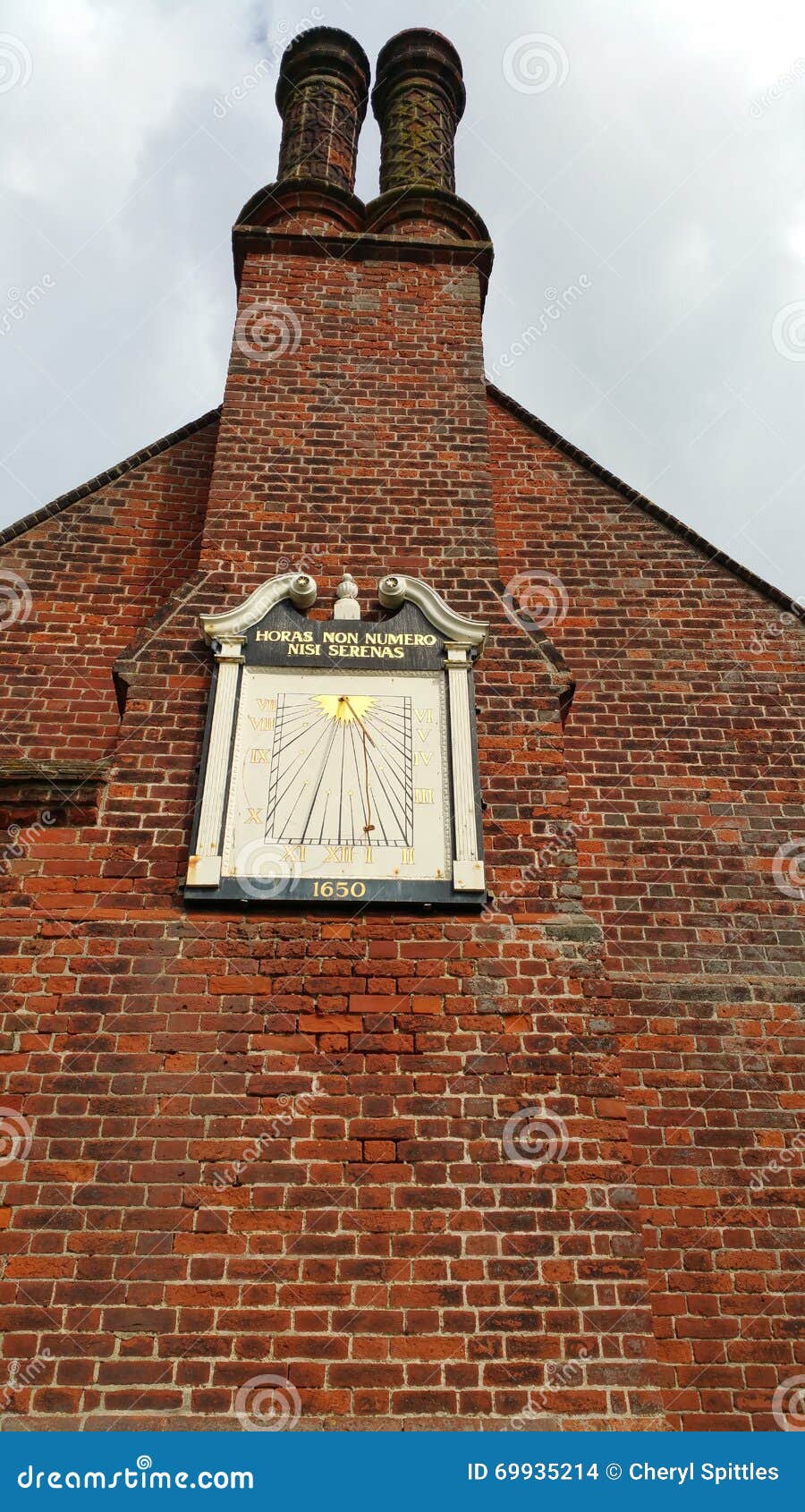 Sundial on Red Brick Building Stock Photo - Image of 1650, plasterwork ...
