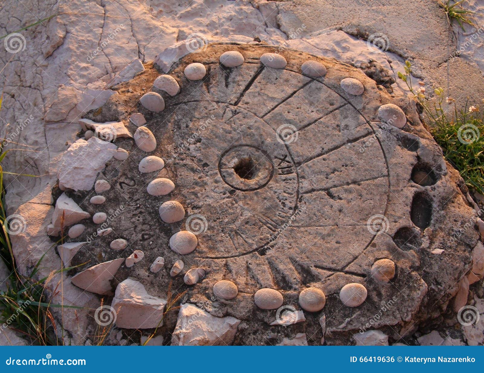 Sundial on the stone stock photo. Image of rock, decoration - 66419636