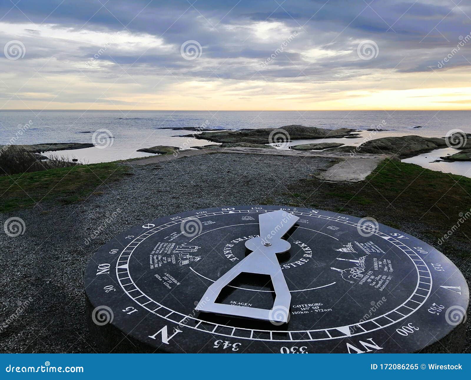 Sundial Surrounded by the Sea during the Sunset in Rakke in Norway ...