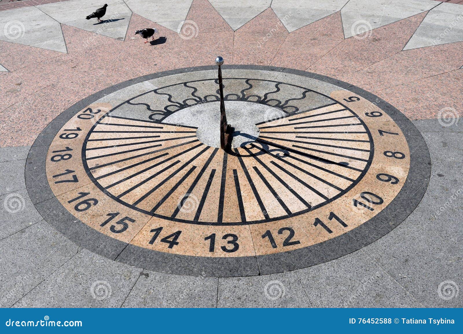 Sundial in the town square stock photo. Image of antique - 76452588