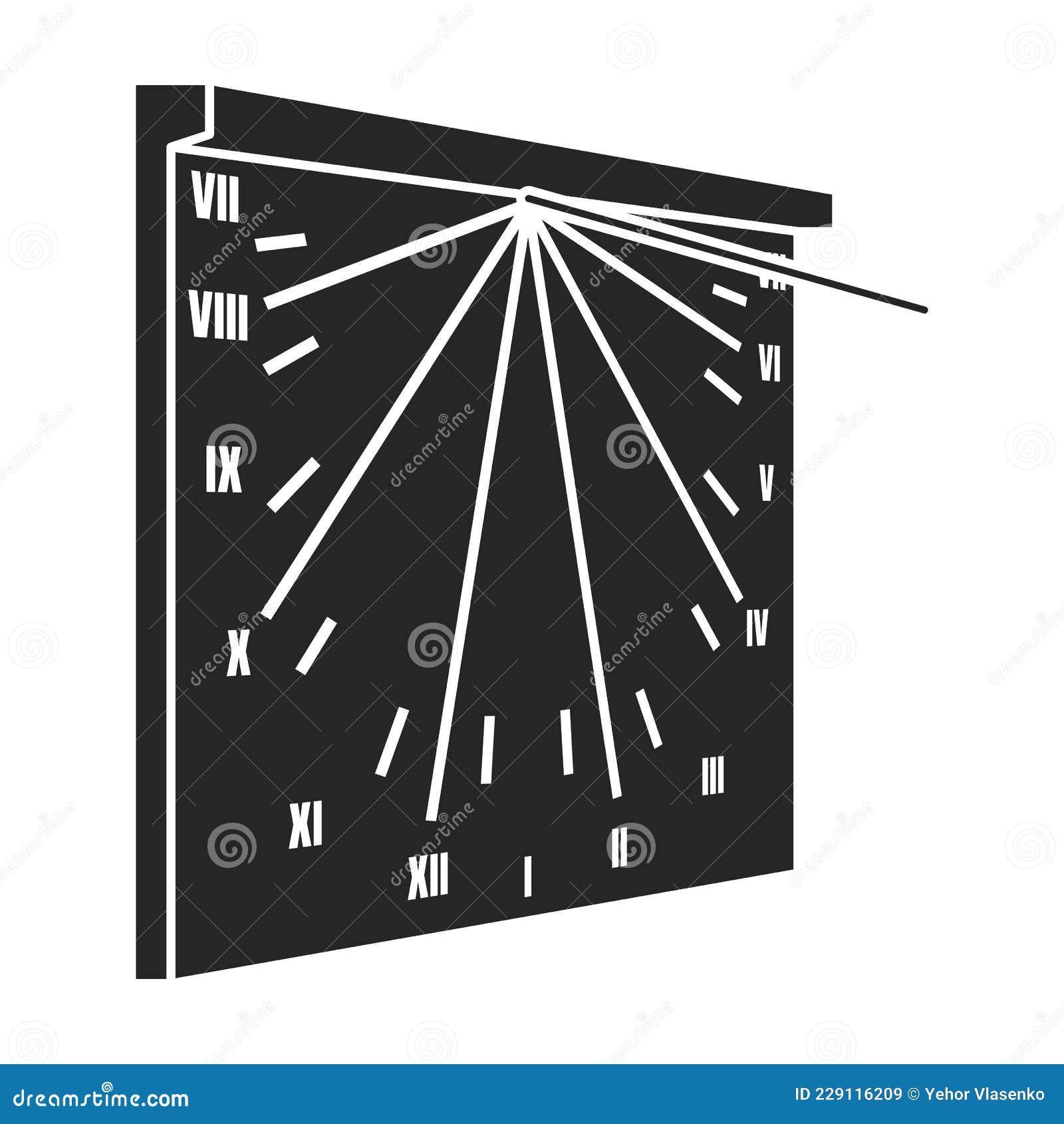 Sundial Vector Outline Icon. Vector Illustration Sun Clock On White ...