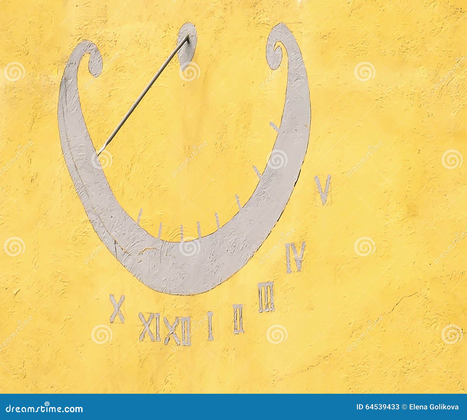 Sundial on yellow wall stock image. Image of shadow, wall - 64539433