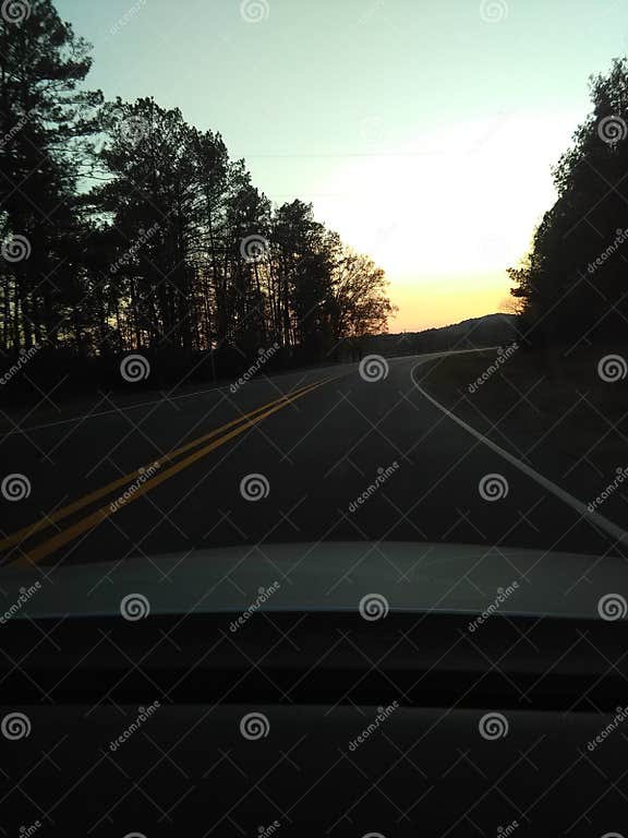 Sundown stock photo. Image of road, horizon, dusk, asphalt - 84678938