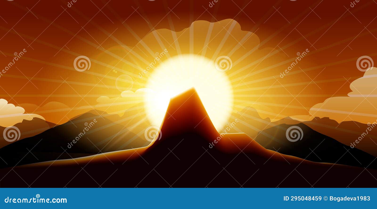 Sundown in a Mountain Side Landscape Horizontal Background Stock ...
