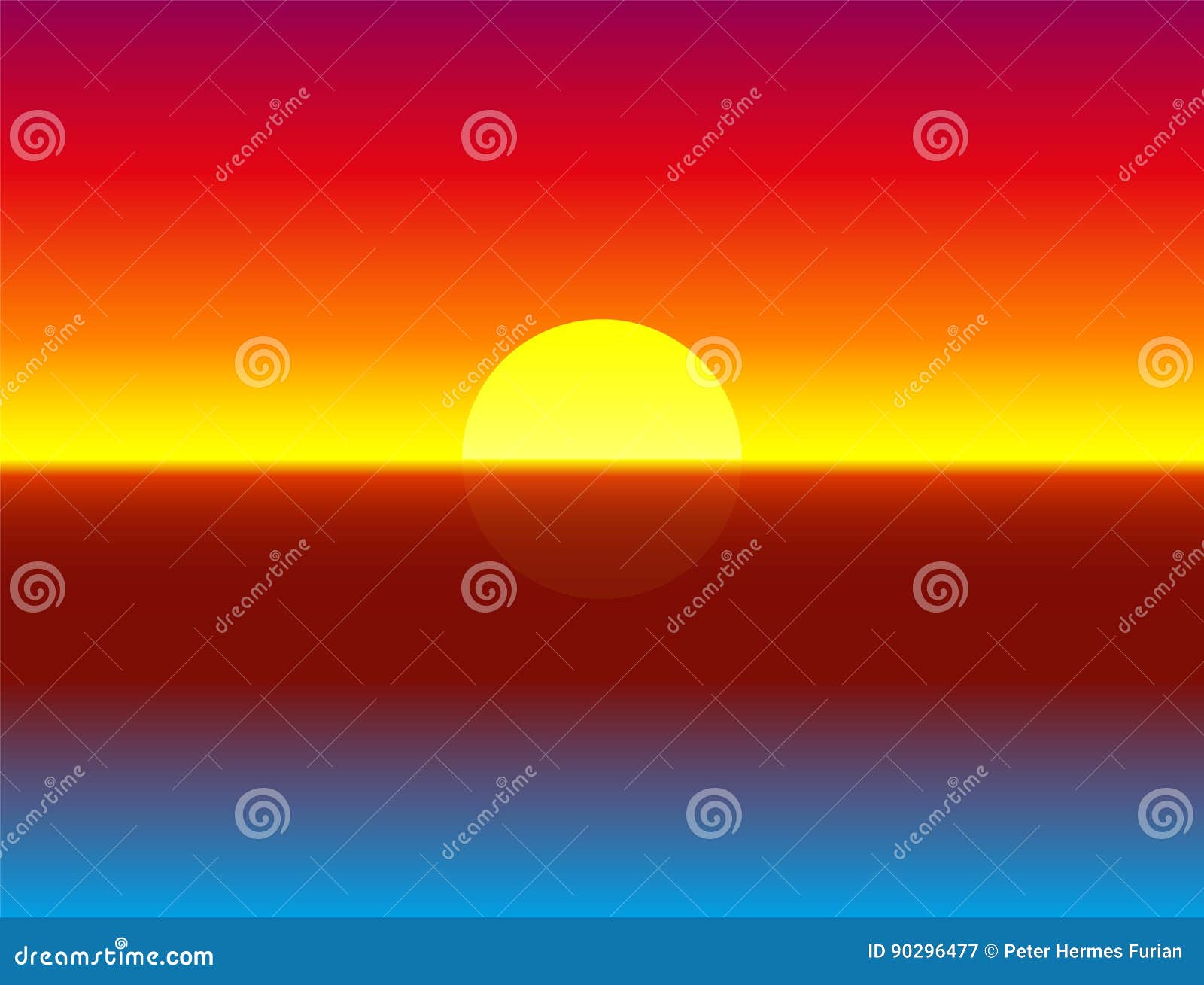 Sundown Ocean Gradient Background Illustration Stock Vector ...