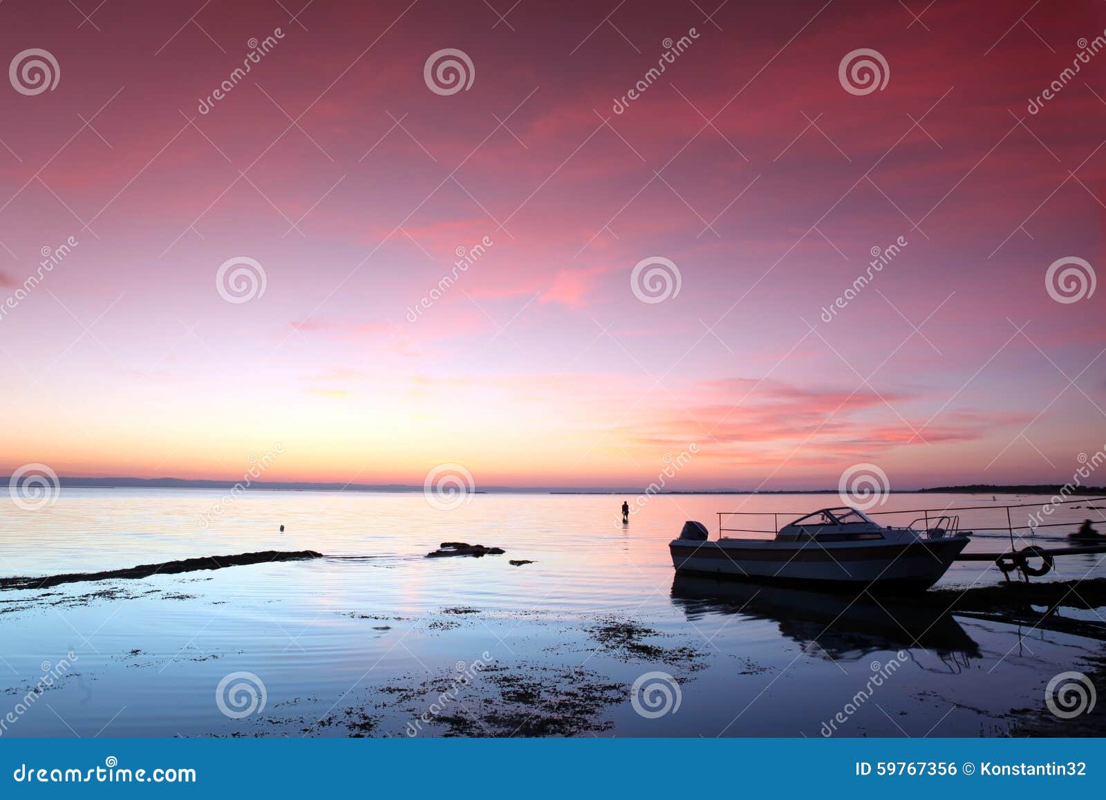 Sundown at Rock Coast, Lake Baikal, Russia Stock Photo - Image of ...