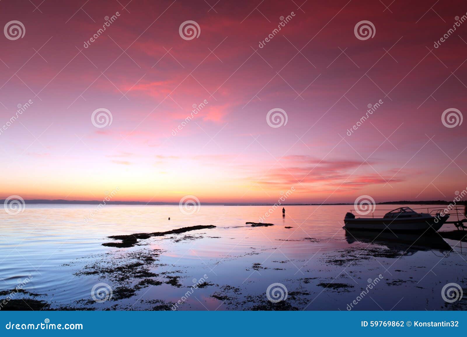 Sundown at Rock Coast, Lake Baikal, Russia Stock Photo - Image of ...