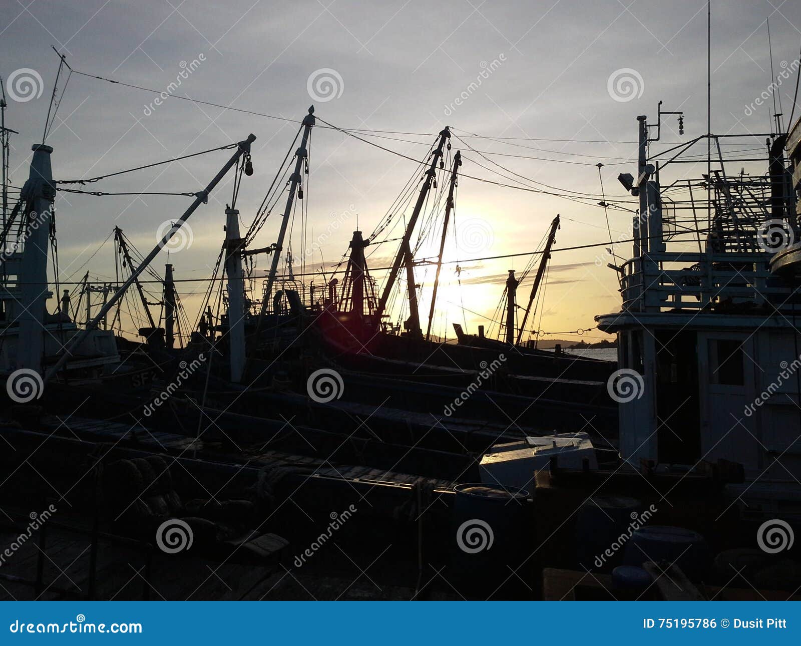 Before Sundown, Ships at Songkhla Port , Thailand Stock Photo - Image ...