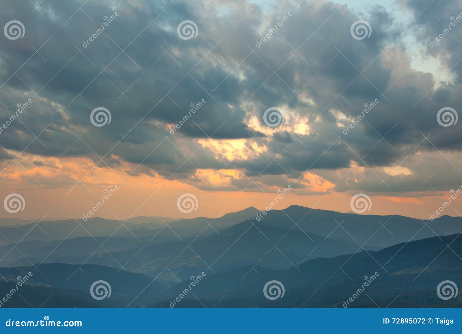 Sundown Sky and Mountains Range Background Stock Photo - Image of ...