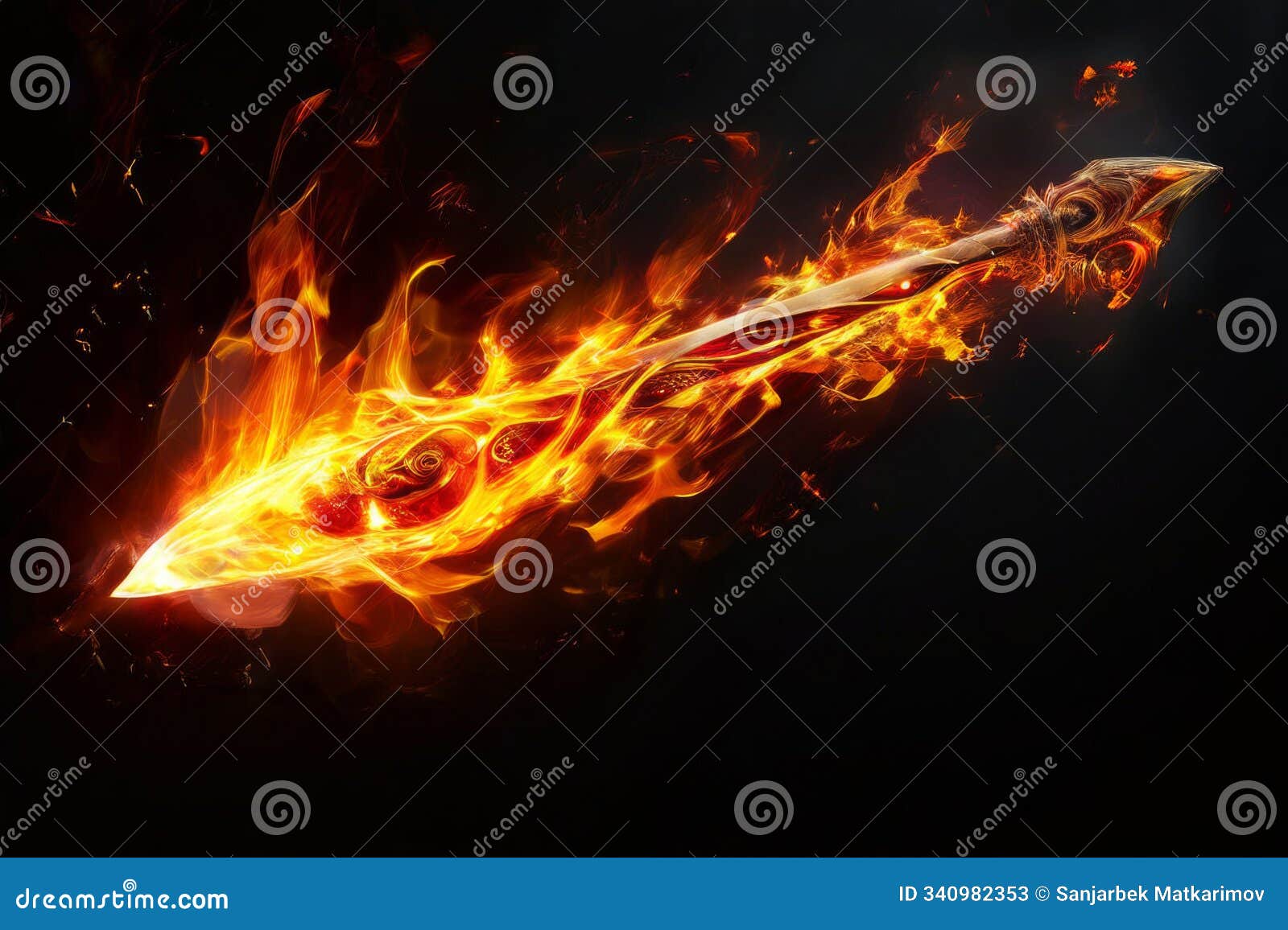 Sunfire Scimitar Imbued with Fire Magic Leaves a Trail of Flames Stock ...