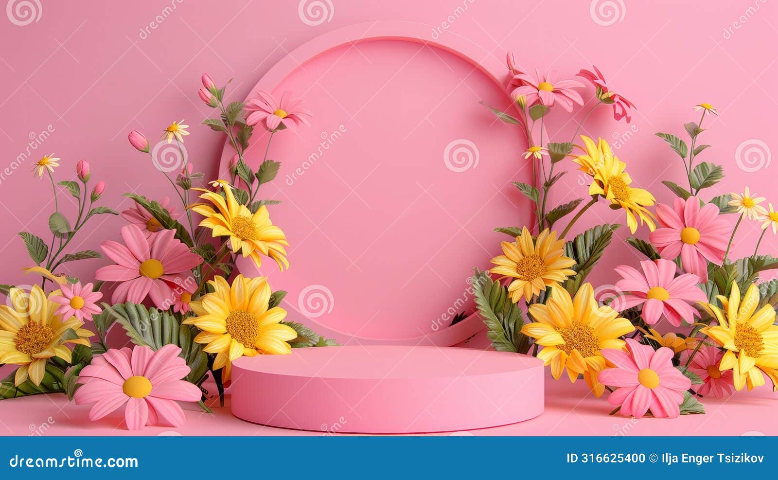 Sunflower Arch Product Podium in Twilight Setting for Product Placement ...