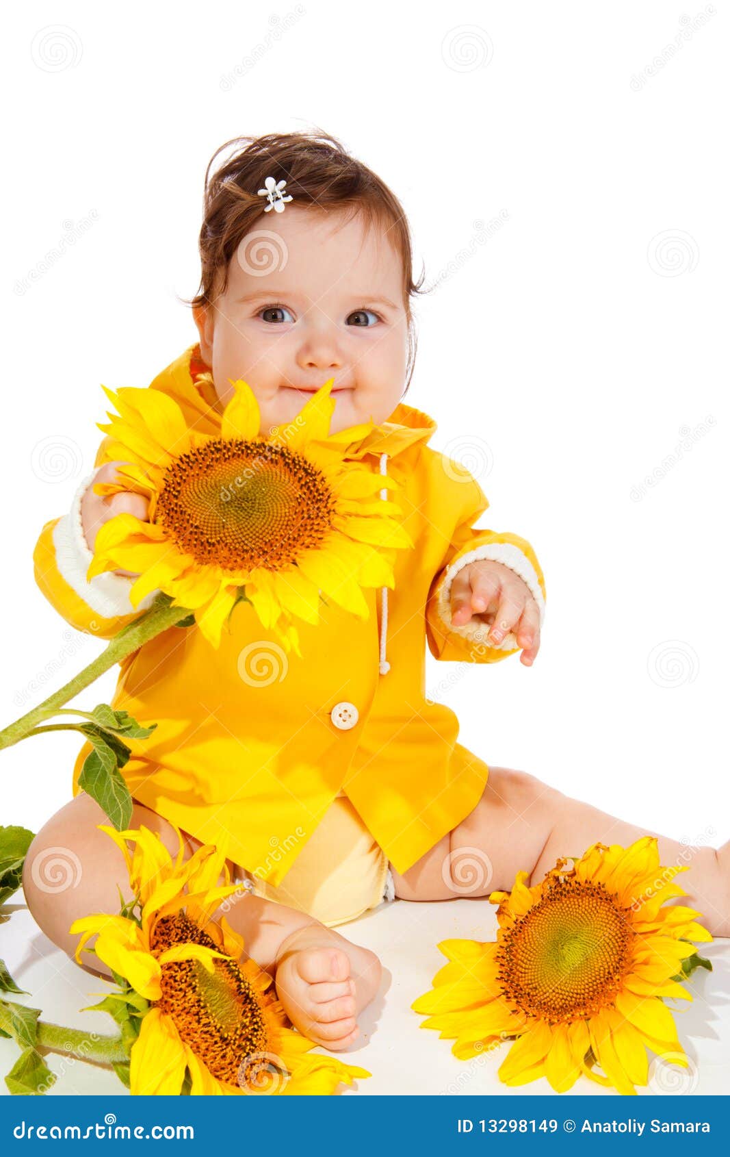 Sunflower baby stock image. Image of happy, positive - 13298149