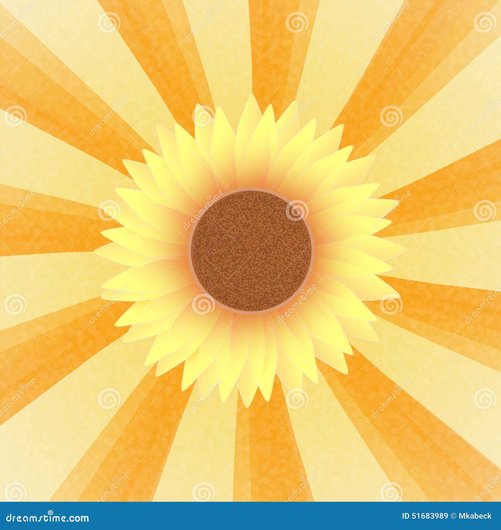Sunflower Blossom on Sunrays Stock Illustration - Illustration of ...