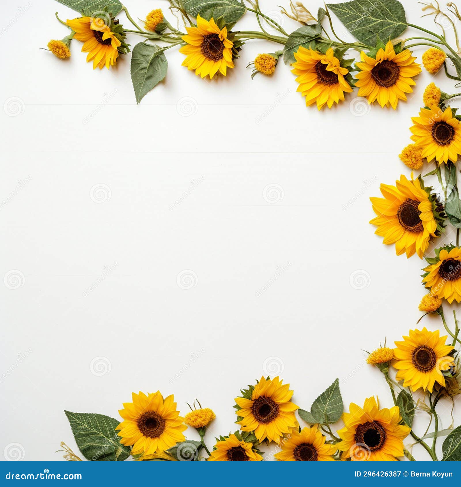 Sunflower Border for Any Wedding Invitation or Birthday Card Stock ...