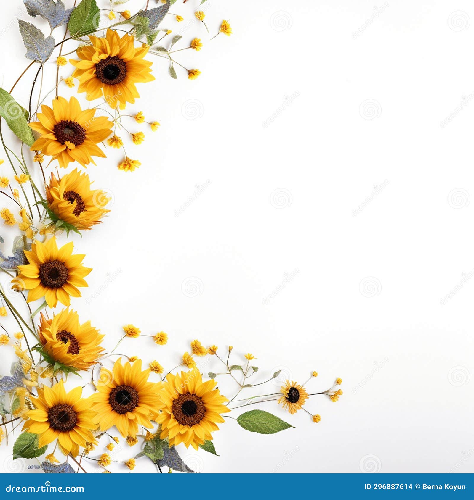 Sunflower Border Birthday Cards Stock Illustration - Illustration of ...