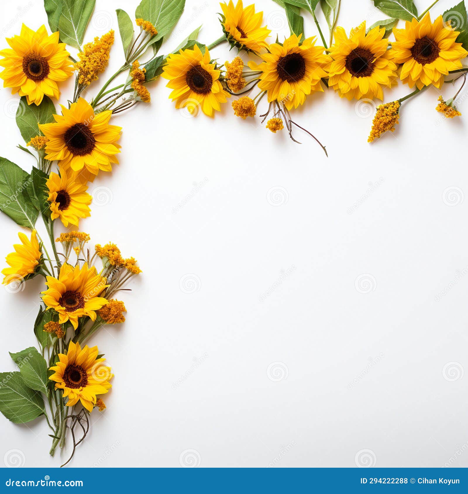 Sunflower border design stock illustration. Illustration of tagetes ...