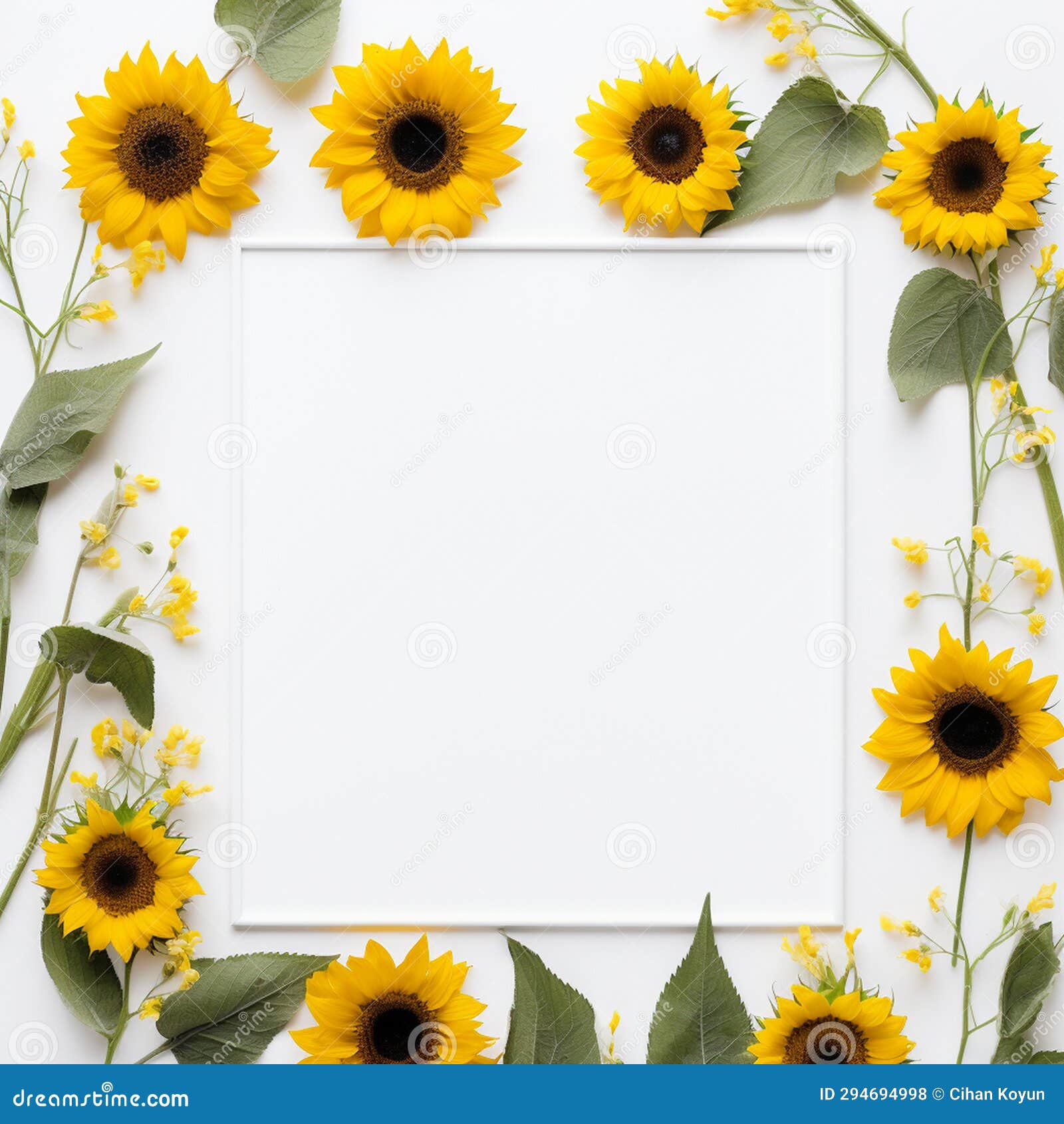 Sunflower Border for a Dream that Will Come True Stock Illustration ...