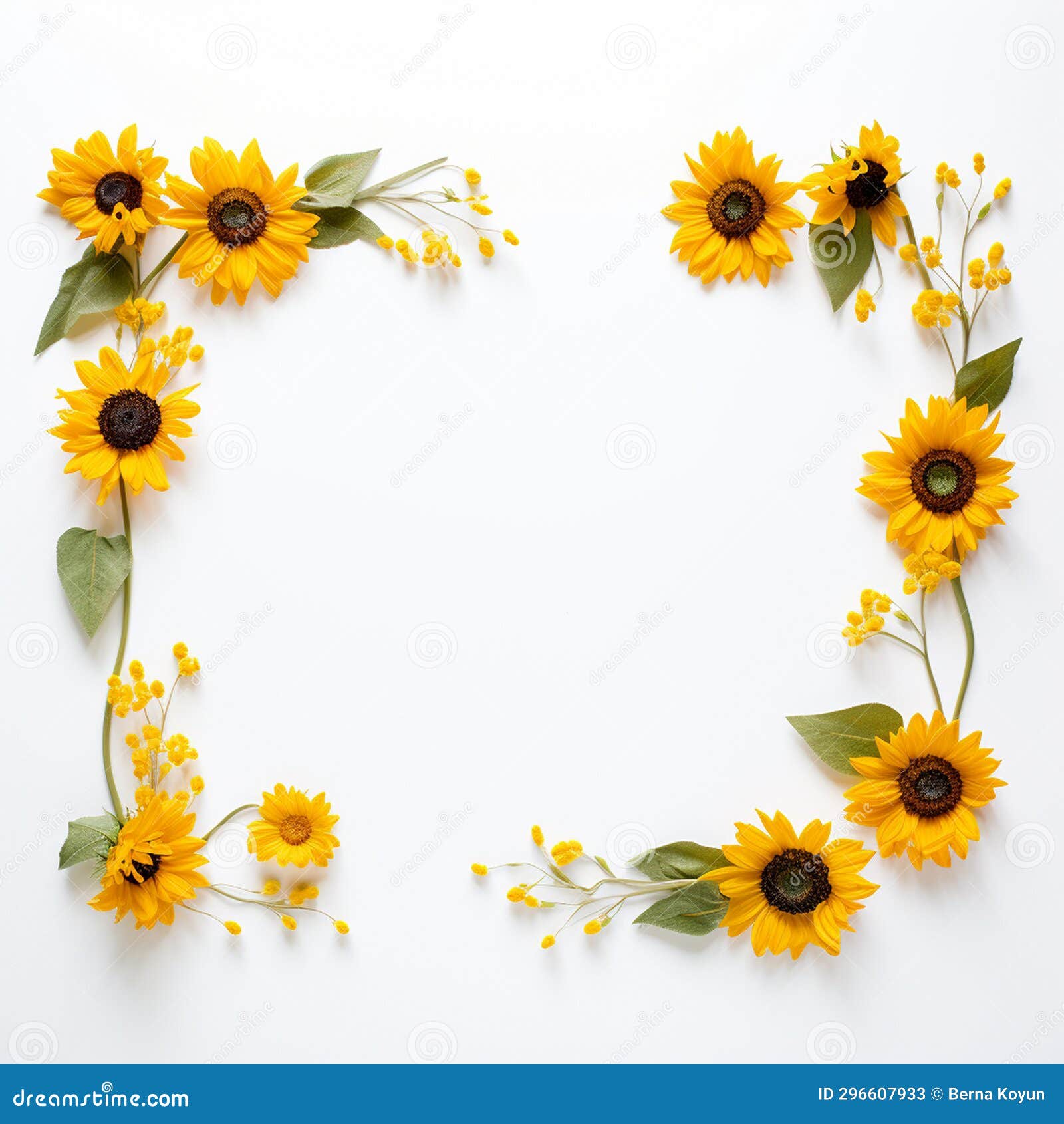 Sunflower Border Holiday Cards Stock Illustration - Illustration of ...