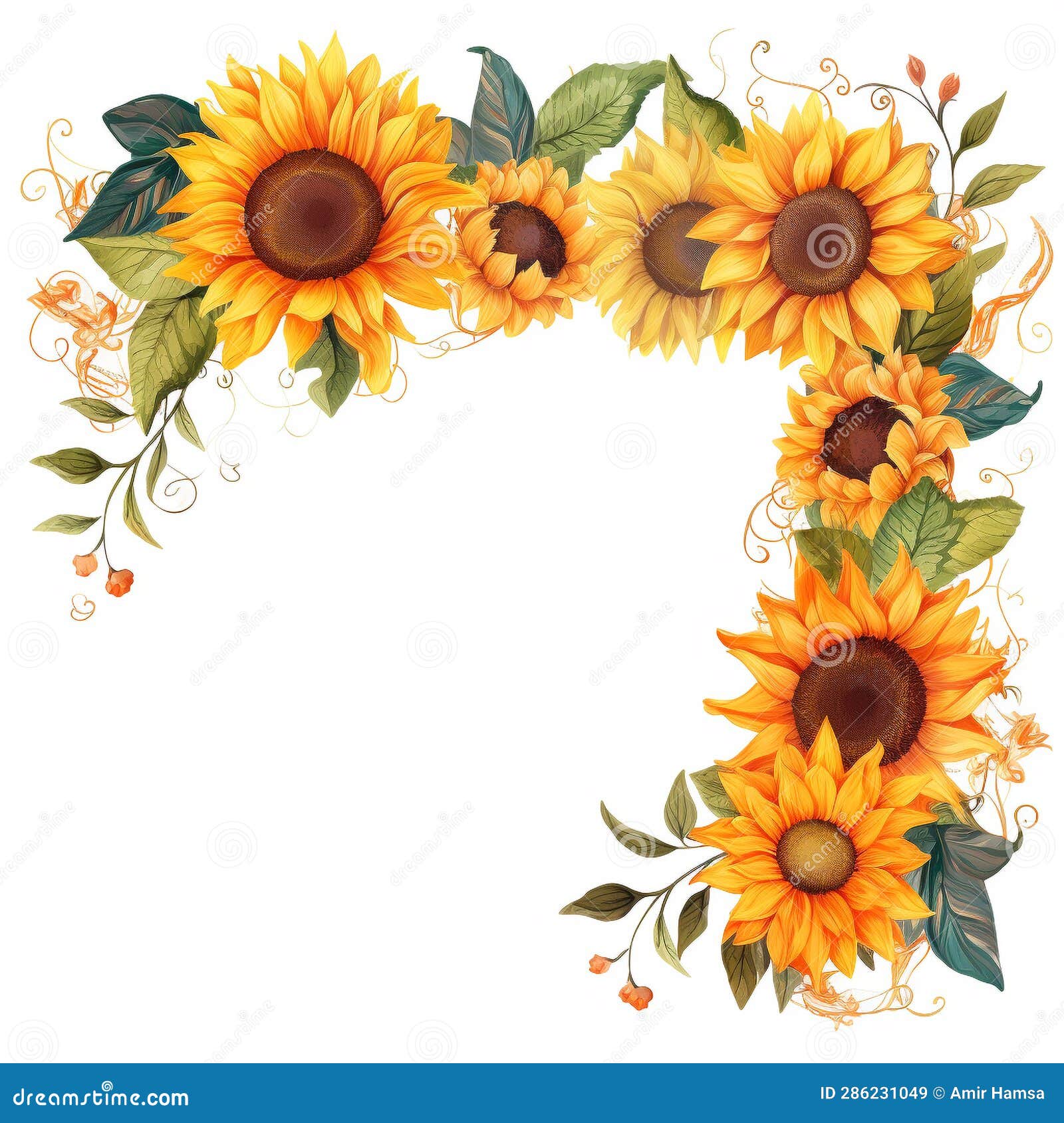 Sunflower border stock illustration. Illustration of bright - 286231049