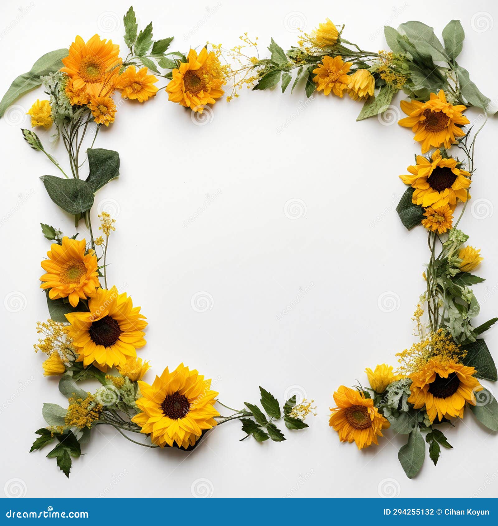 Sunflower Border for a Joyful and Happy Memory Stock Photo - Image of ...