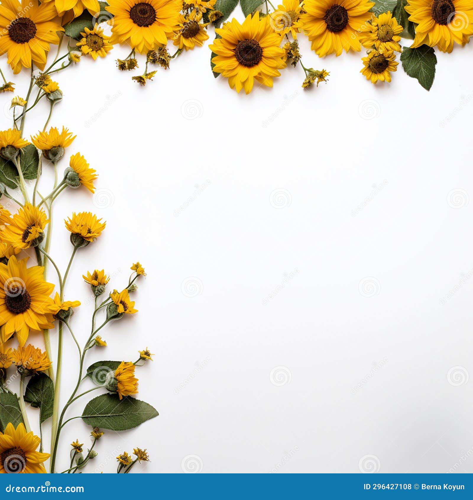 Sunflower Border for a Joyful and Happy Memory Stock Illustration ...