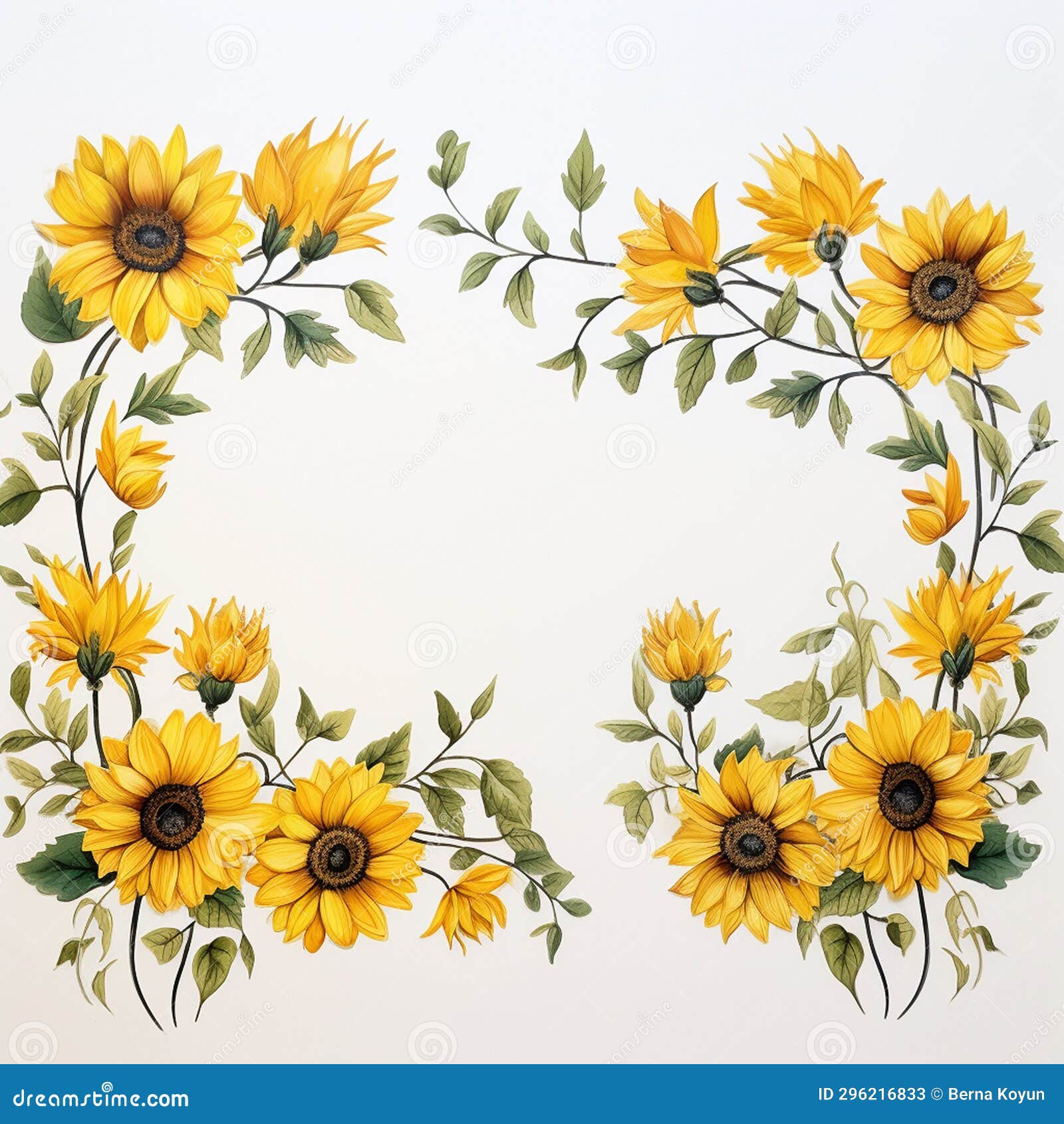 Sunflower Border for a Positive and Optimistic Outlook Stock ...