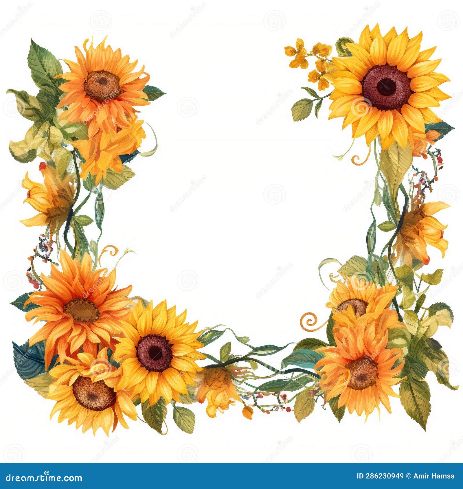 Sunflower border stock illustration. Illustration of botanical - 286230949