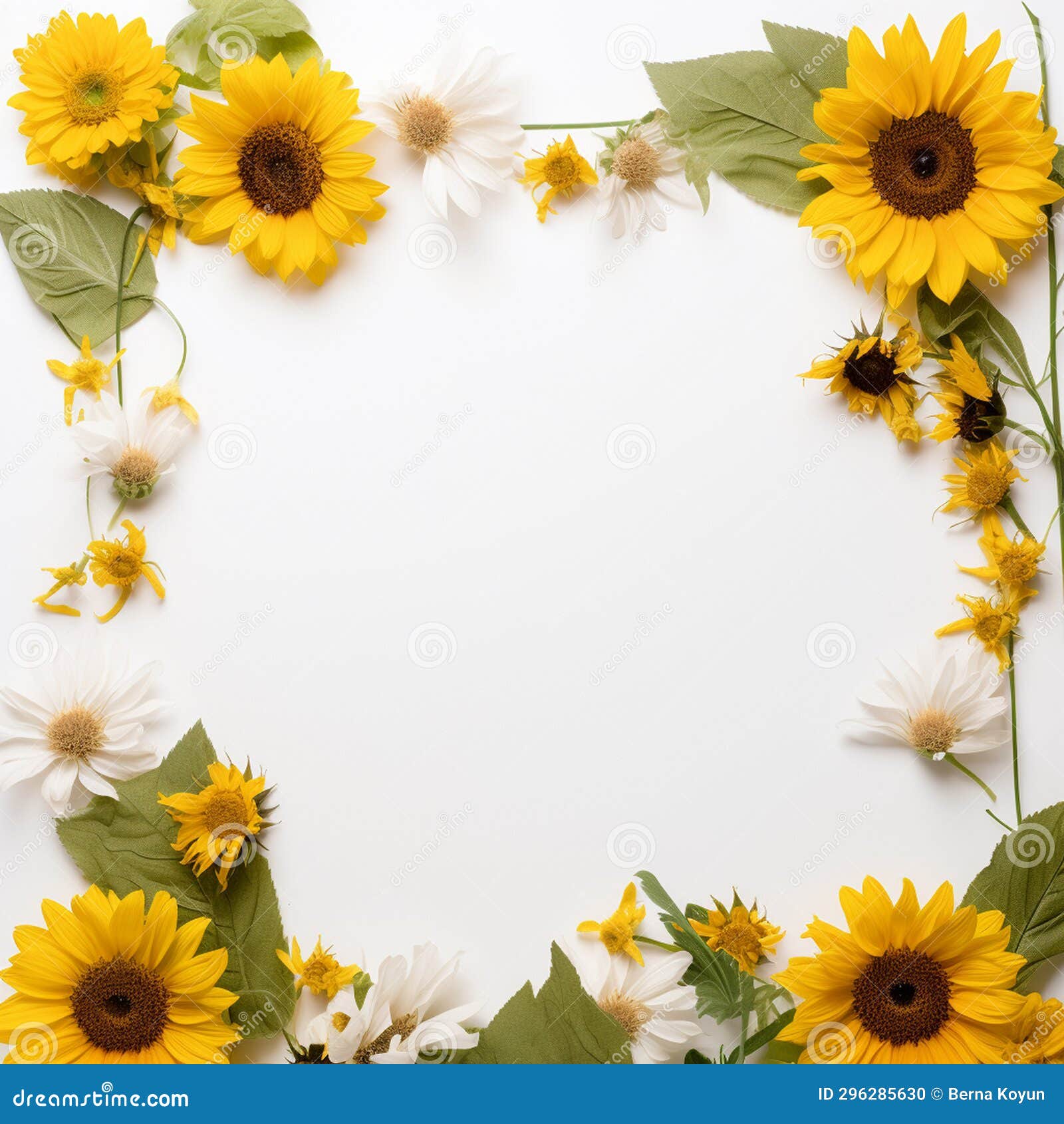 Sunflower Border To Bring Good Vibes Stock Illustration - Illustration ...