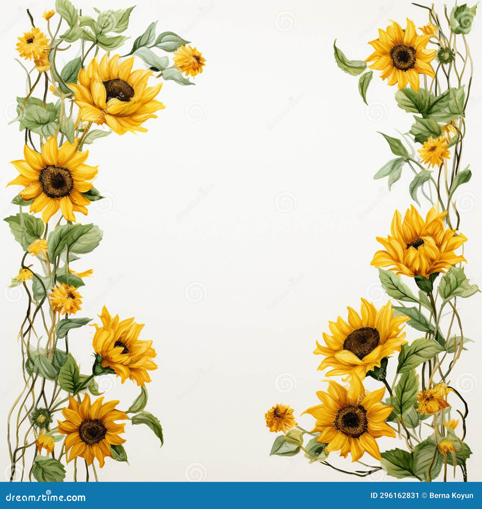 Sunflower Border To Create a Focal Point in a Room Stock Image - Image ...
