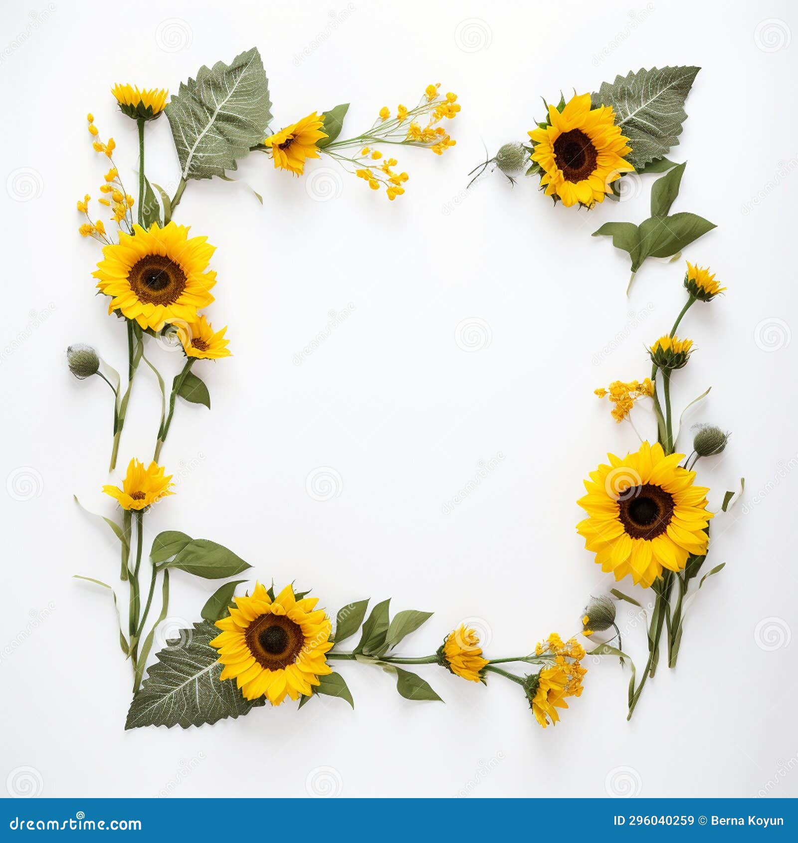 Sunflower Border Wedding Invitations Stock Illustration - Illustration ...