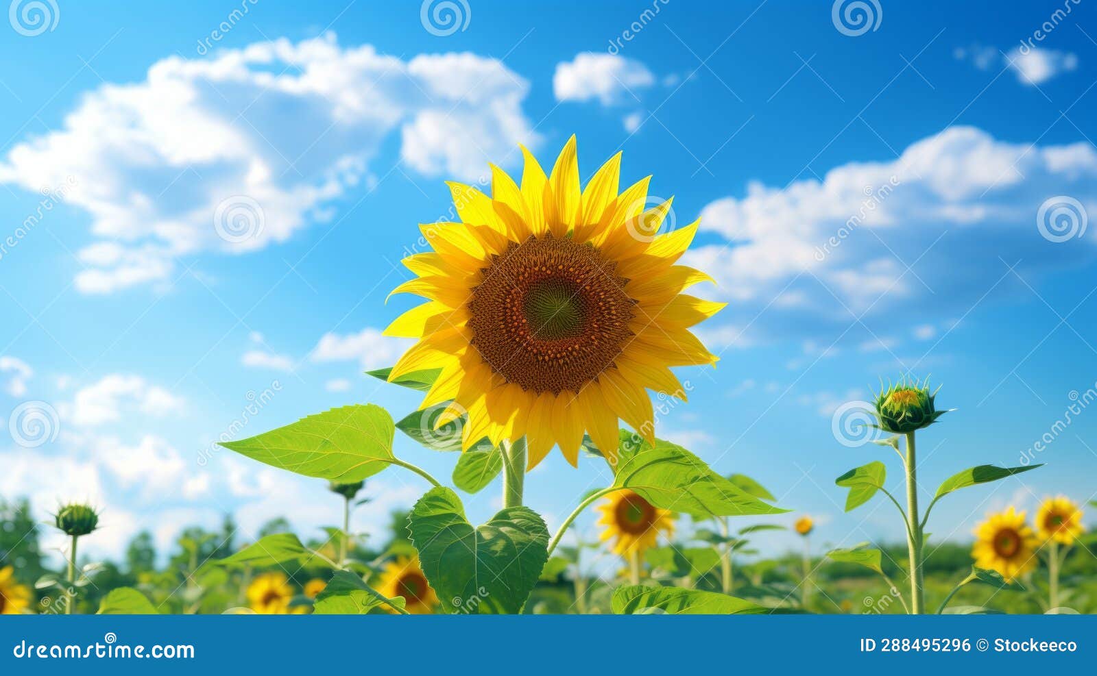 Sunflower in a Bright Green Field: Hyperrealistic Octane Render Stock ...