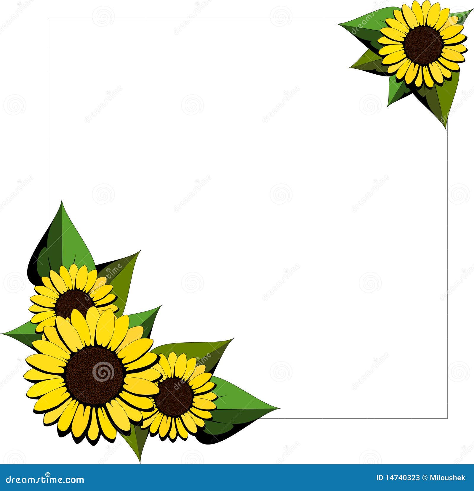 Sunflower Cartoon Background Stock Illustration - Illustration of green ...