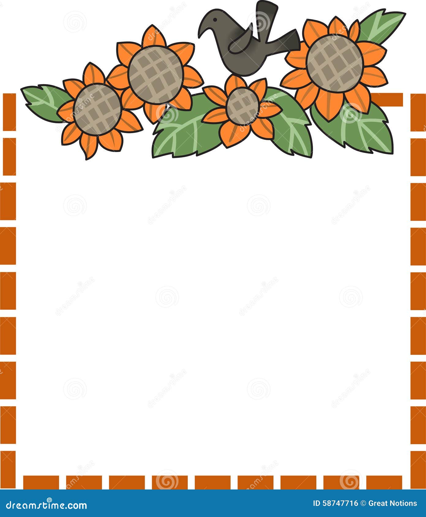 SUNFLOWER CROW FRAME BORDER Stock Photo - Image of sunflower, frame ...