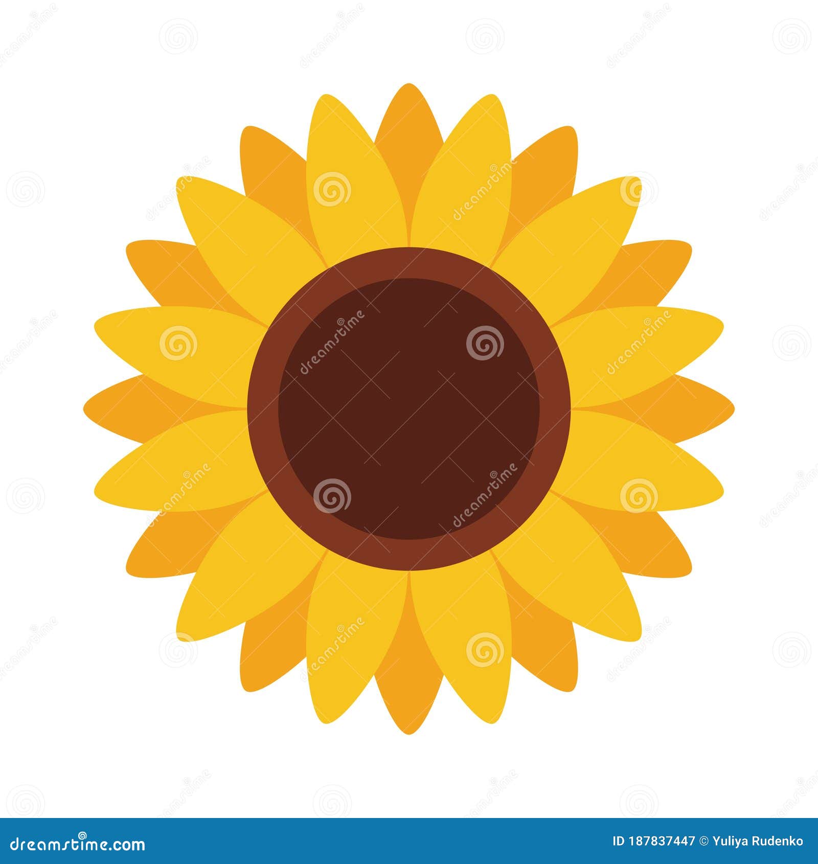 Sunflower Cute Icon in Flat Style on White Background. Vector ...