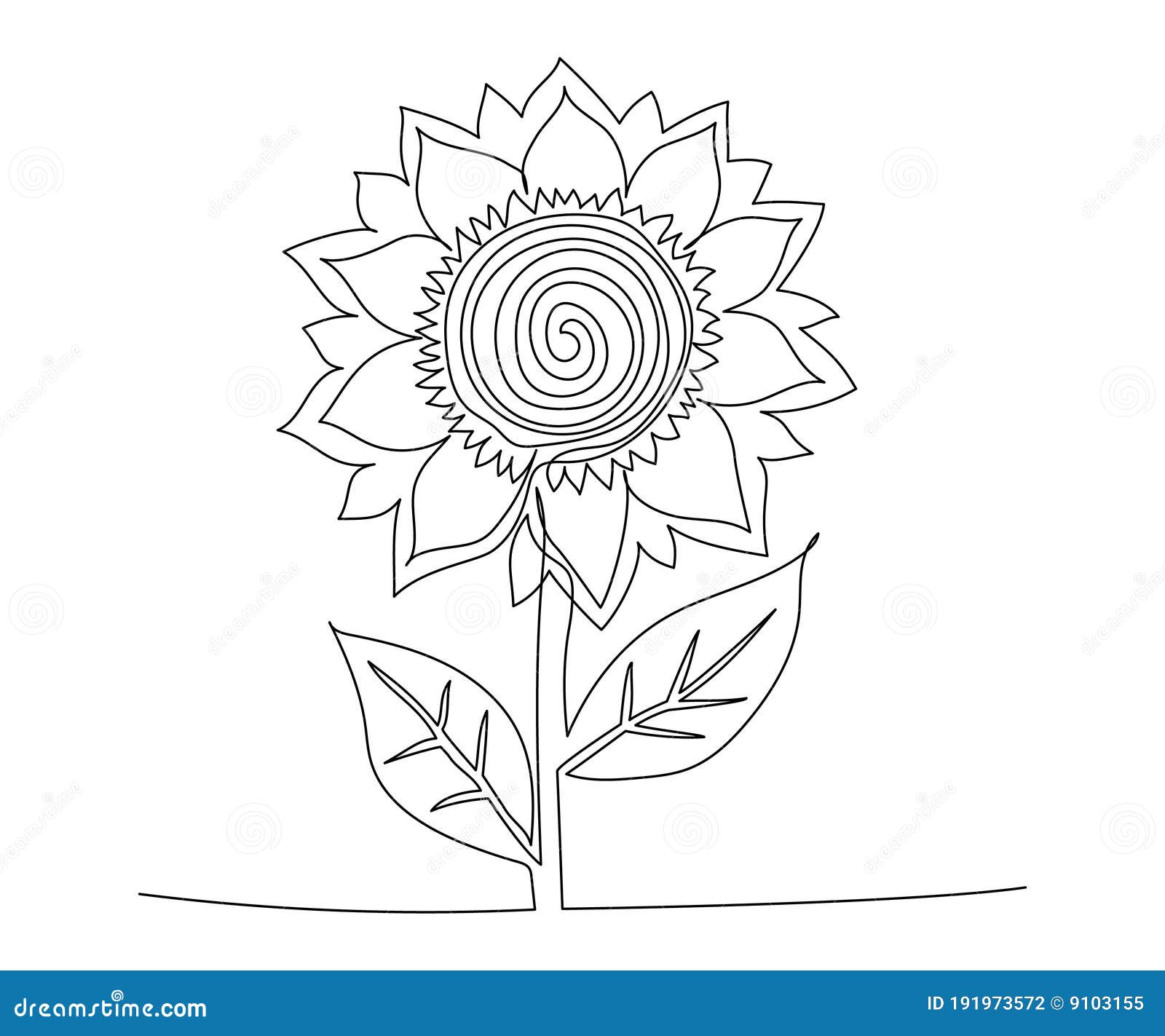 Sunflower Drawn One Continuous Line, Editable Strokes Stock Vector ...