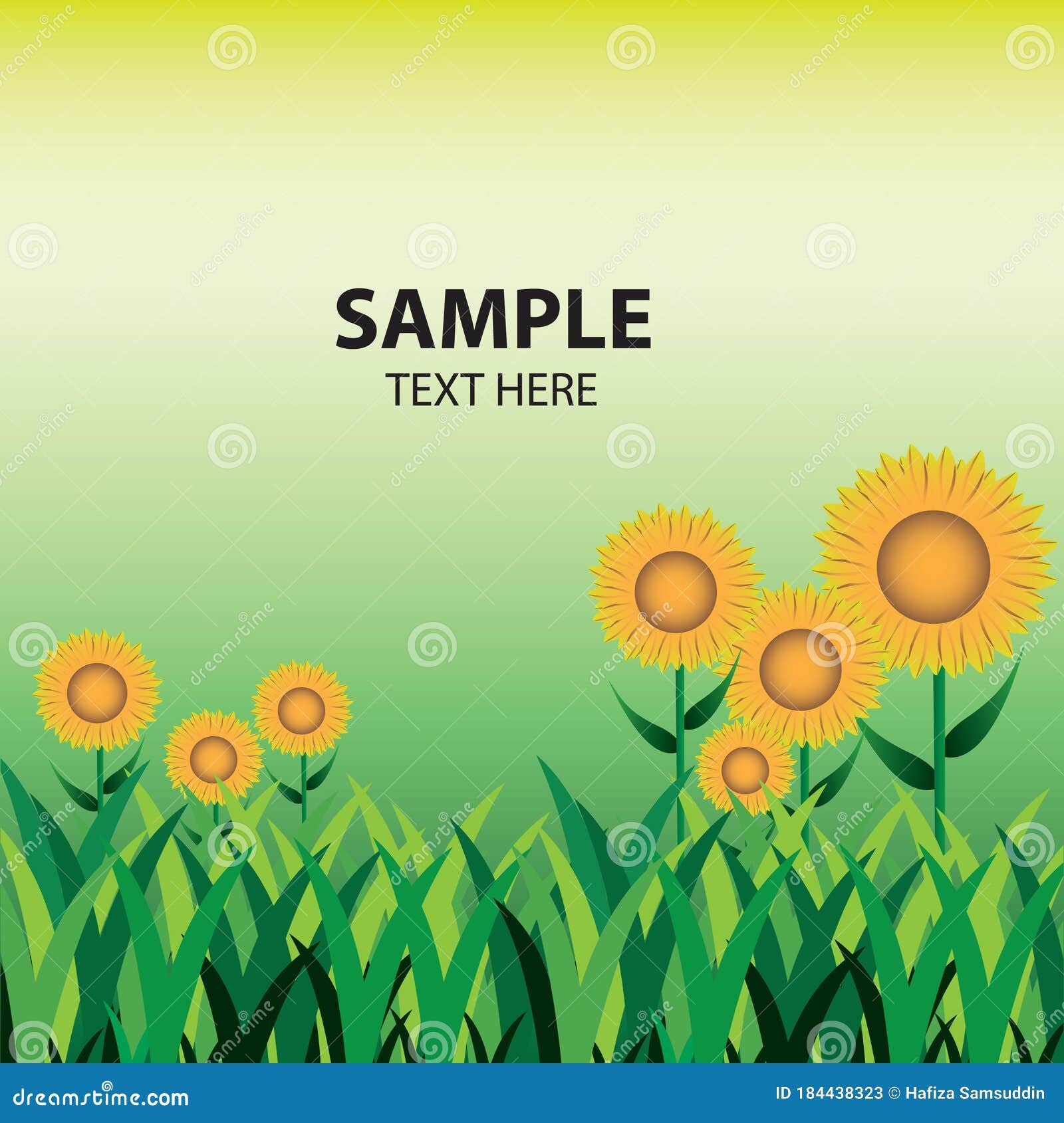 Sunflower Field Landscape. Vector Illustration Decorative Background ...