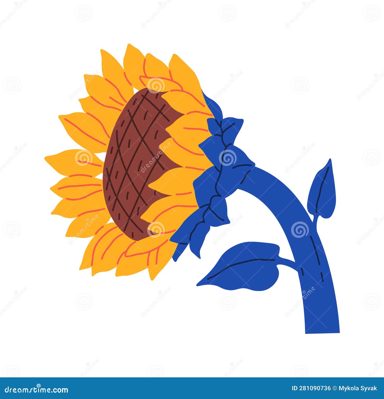 Sunflower Flower on Stem stock vector. Illustration of sunflower ...